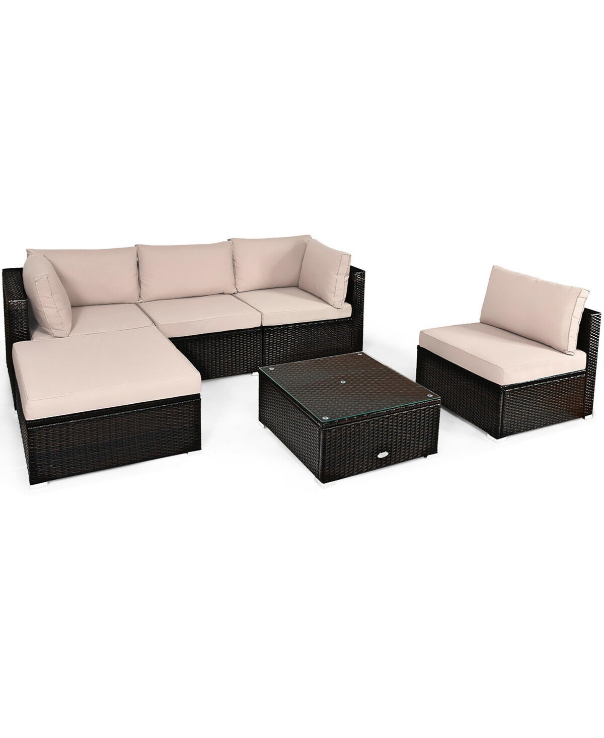 Click here for 6PCS Outdoor Patio Rattan Furniture Set Cushioned... prices