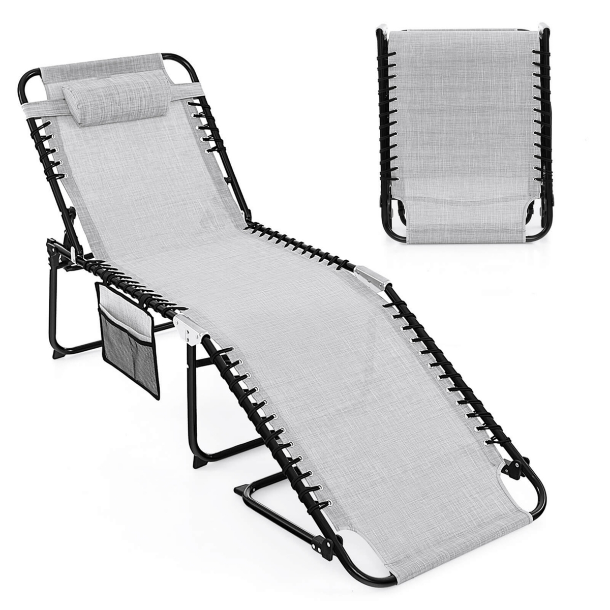 Click here for Costway Folding Beach Lounge Chair Heightening Des... prices