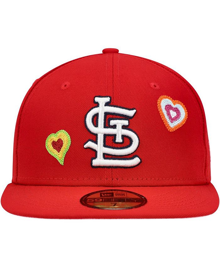 New Era Men's Red St. Louis Cardinals Chain Stitch Heart 59FIFTY Fitted ...