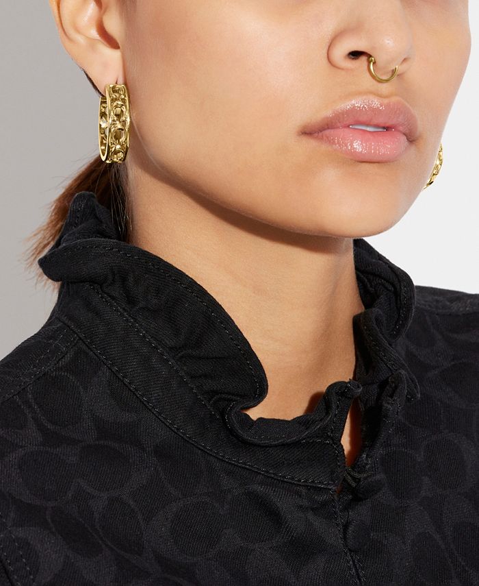 COACH Signature Openwork Hoop Earrings - Macy's