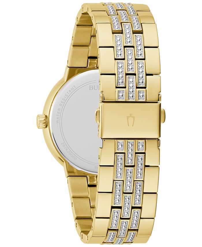 Bulova Men's Crystal Gold-Tone Stainless Steel Bracelet Watch 40mm ...