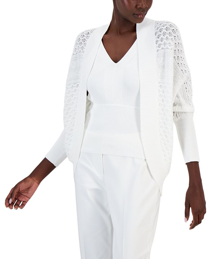 Anne Klein Women's Rounded Bottom-Stitch Cardigan Sweater - Macy's