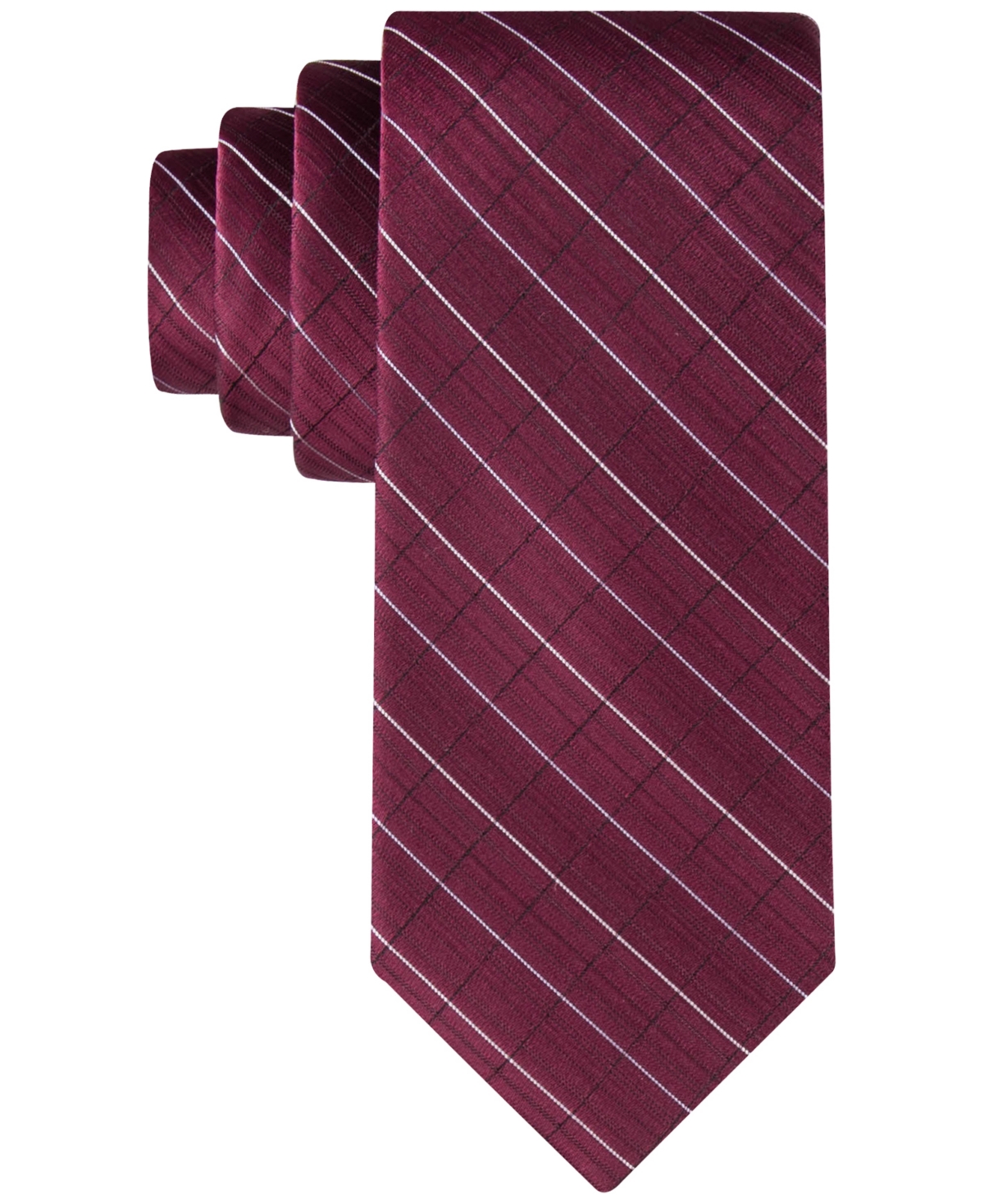 Click here for Calvin Klein Mens Etched Windowpane Tie - Burgundy prices