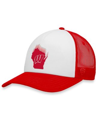 Men's Top of the World White, Red Wisconsin Badgers Tone Down Trucker ...