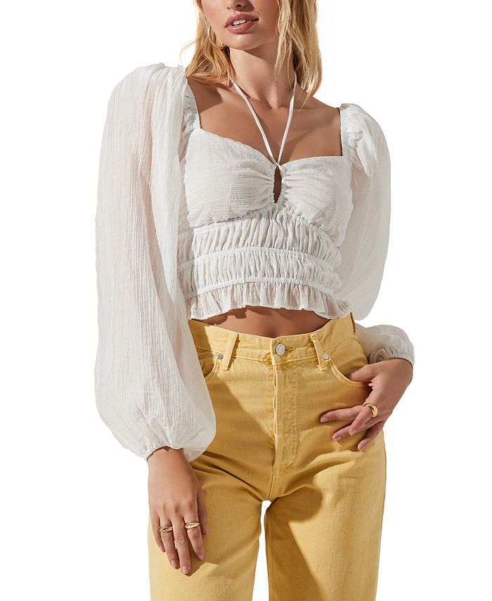 ASTR the Label Women's Irwin Sweetheart Halter Crop Top - Macy's