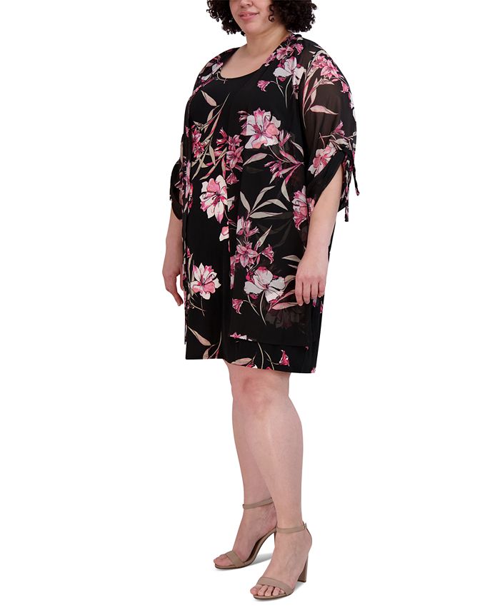 Sandra Darren Plus Size Printed Jacket & Shift Dress - Macy's