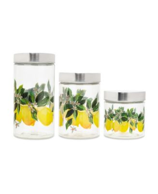 American Atelier Lemon Glass Canisters Set, 3 Piece - Macy's