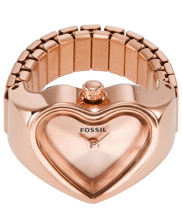 Fossil Women's Watch Ring Two-Hand Rose Gold-Tone Stainless Steel Watch ...