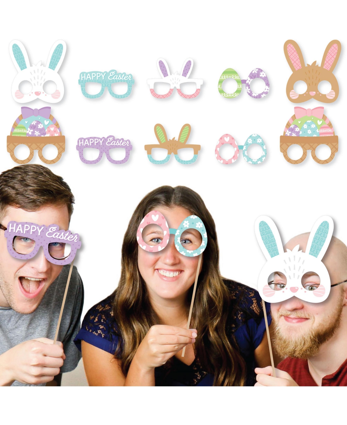 Big Dot Of Happiness Spring Easter Bunny Glasses & Masks Happy Easter ...