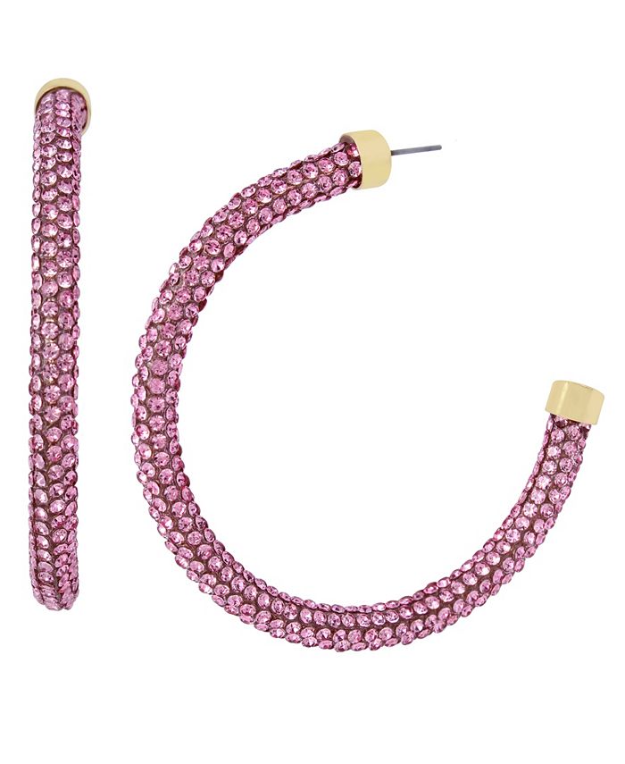 Steve Madden Faux Stone Pave Rope Hoop Earrings - Macy's