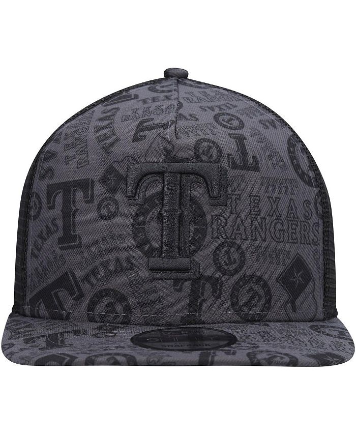 New Era Men's Black Texas Rangers Repeat A-Frame 9FIFTY Trucker ...