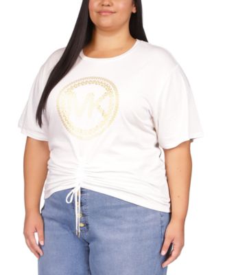 Plus Size Chain-Logo Ruched-Front Top