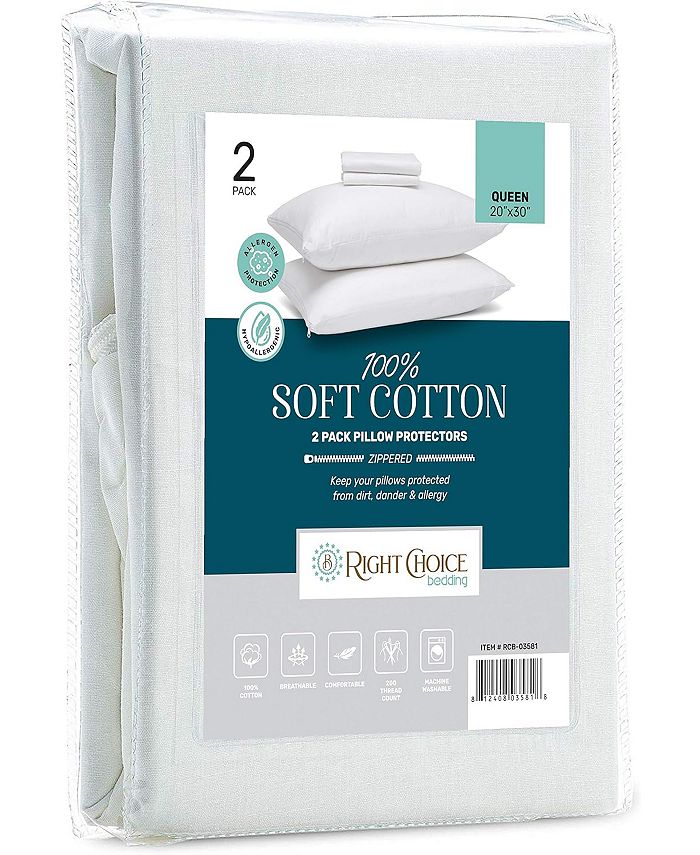 Right Choice Bedding Zippered Pillow Protector 2 Pack White - Macy's