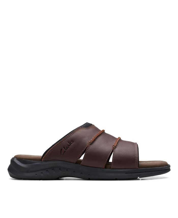 Clarks Men's Leather Walkford Easy Slide Sandals - Macy's