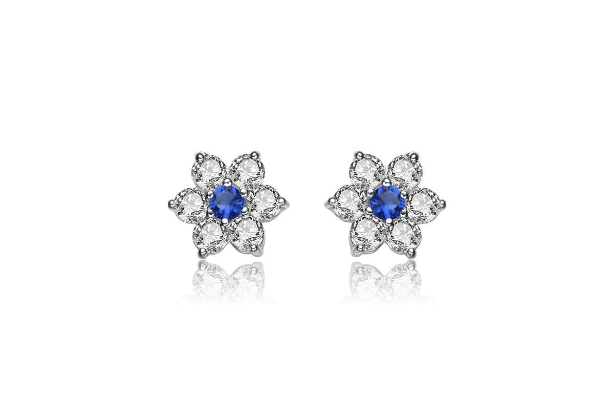 Click here for Sterling Silver Clear Round Cubic Zirconias Flower... prices