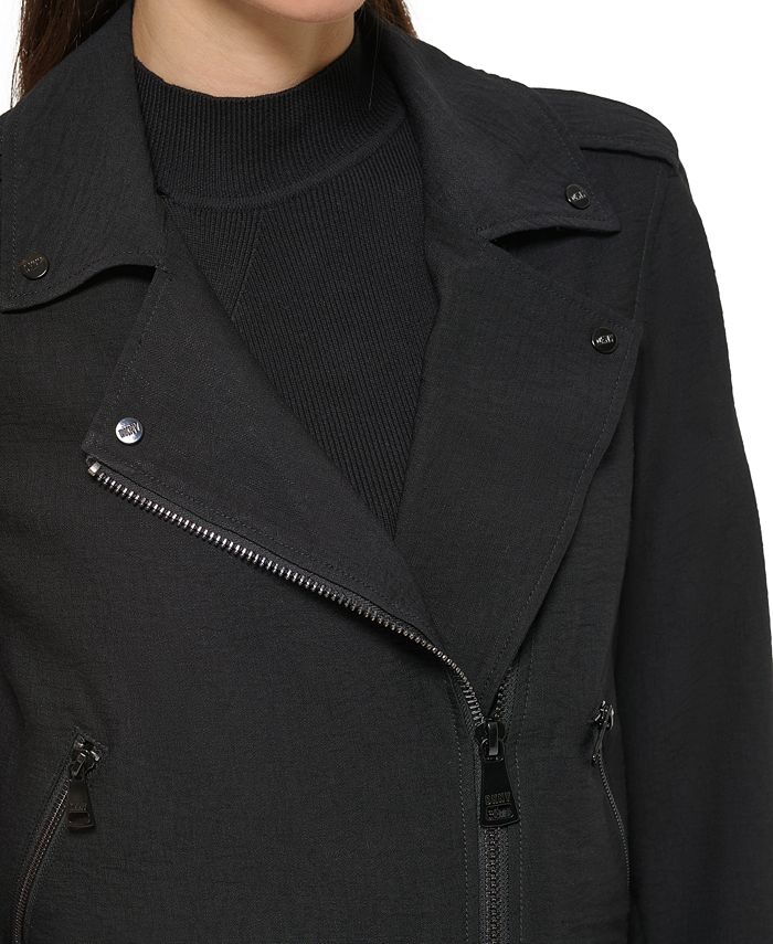 DKNY Women's Crinkled Asymmetric Front-Zip Moto Jacket - Macy's
