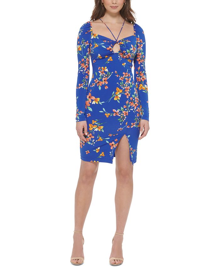 GUESS Women's Keyhole-Cutout Strappy Bodycon Dress - Macy's