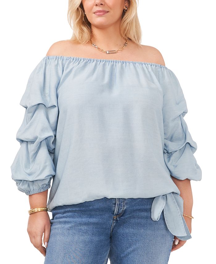 Vince Camuto Plus Size Balloon-Sleeve Off-The-Shoulder Top - Macy's