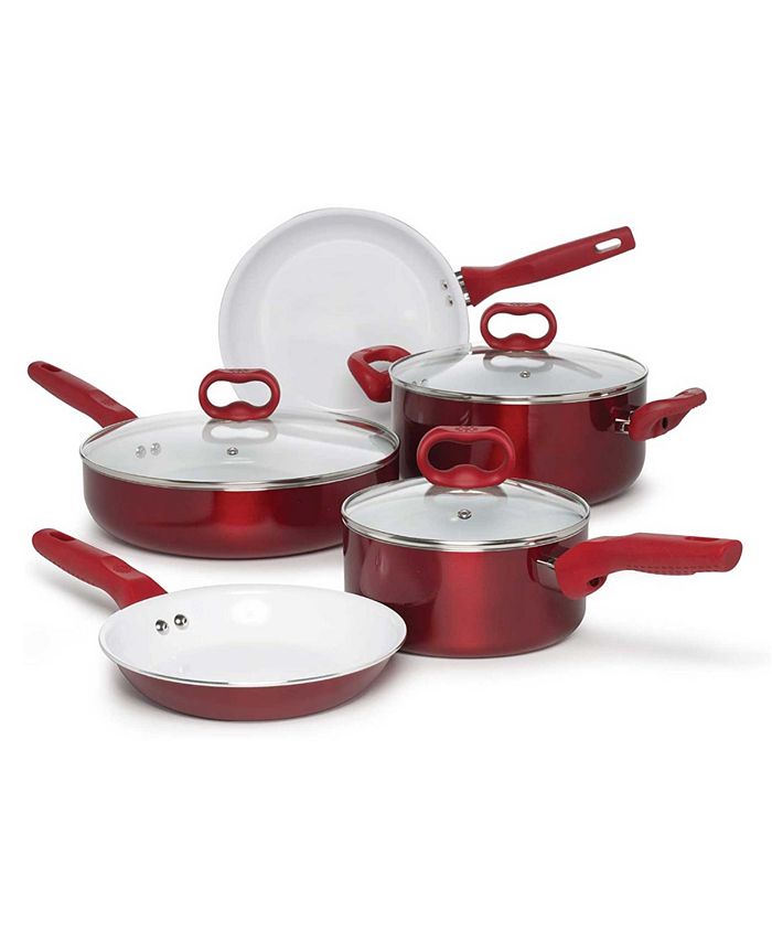 Ecolution Aluminum 8 Piece Bliss Non-Stick Cookware Set with Glass Lids ...
