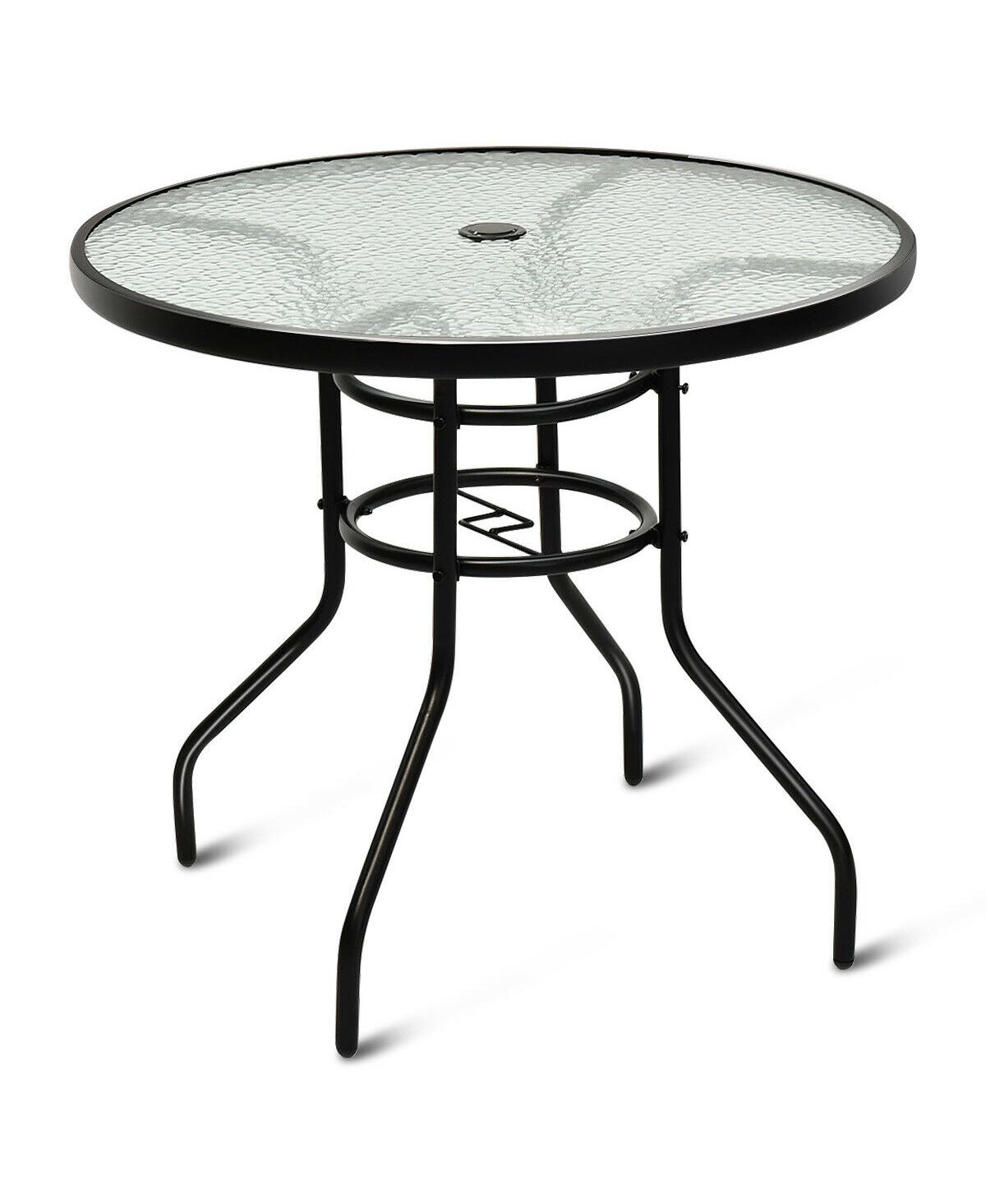 Click here for 32 Patio Round Table Tempered Glass Steel Frame Ou... prices