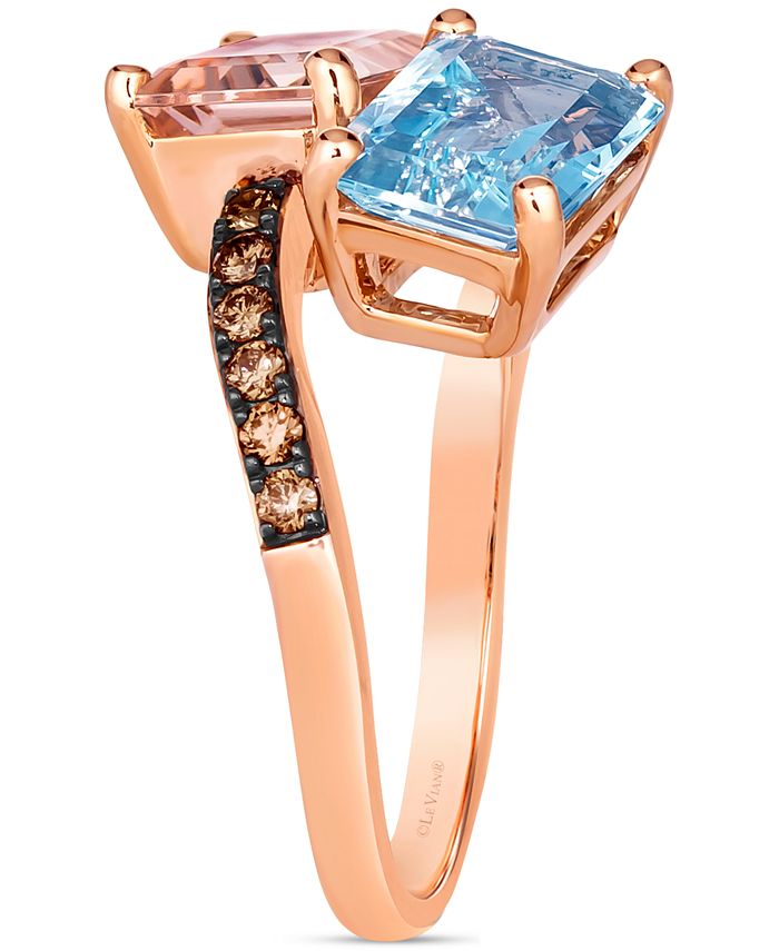 Le Vian Multi-Gemstone (3-5/8 ct. t.w.) & Diamond (1/5 ct. t.w.) Bypass Ring in 14k Rose Gold ...