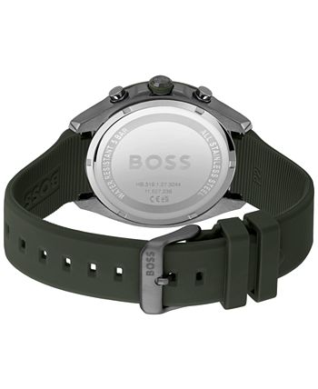 Hugo Boss Men's Velocity Quartz Fashion Chronograph Green Silicone ...