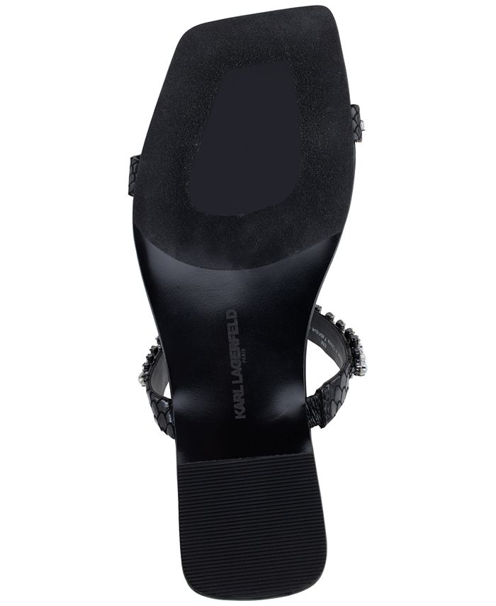 KARL LAGERFELD PARIS Women's Payzlee Slip-On Embellished Slide Sandals ...