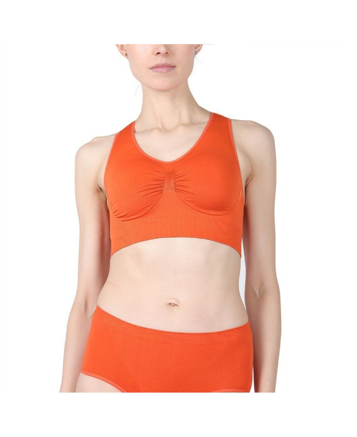 MeMoi Womens Lleva Seamless Shaping Racerback Sports Bra - Burnt ochre