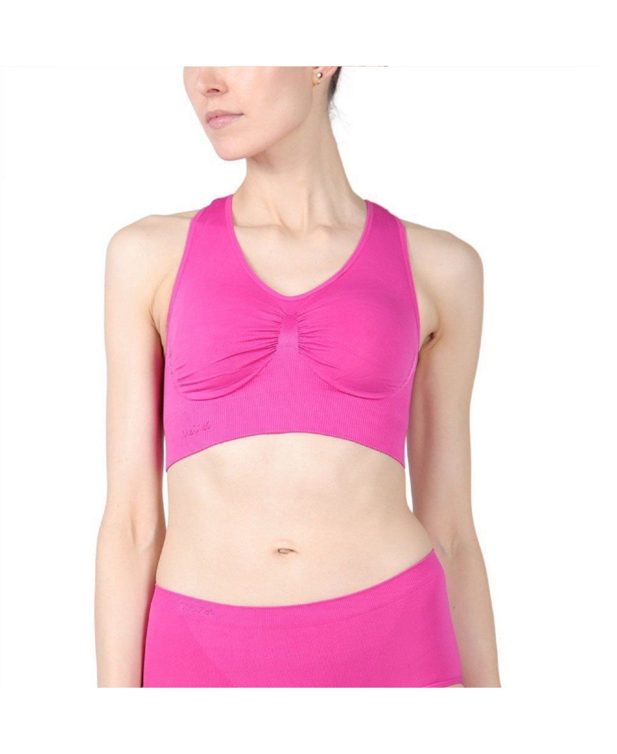 MeMoi Womens Lleva Seamless Shaping Racerback Sports Bra - Fuchsia red