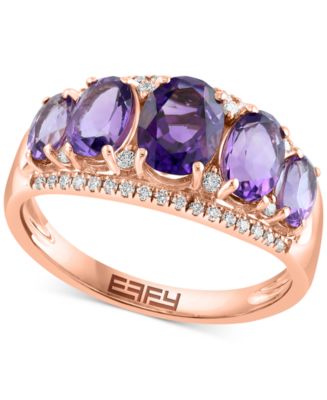 EFFY® Amethyst (2 ct. t.w.) & Diamond (1/5 ct. t.w.) Oval Five Stone ...