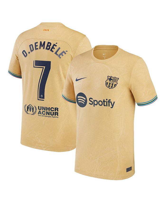 Nike Men's Ousmane Dembele Gold Barcelona 2022/23 Away Replica Player ...