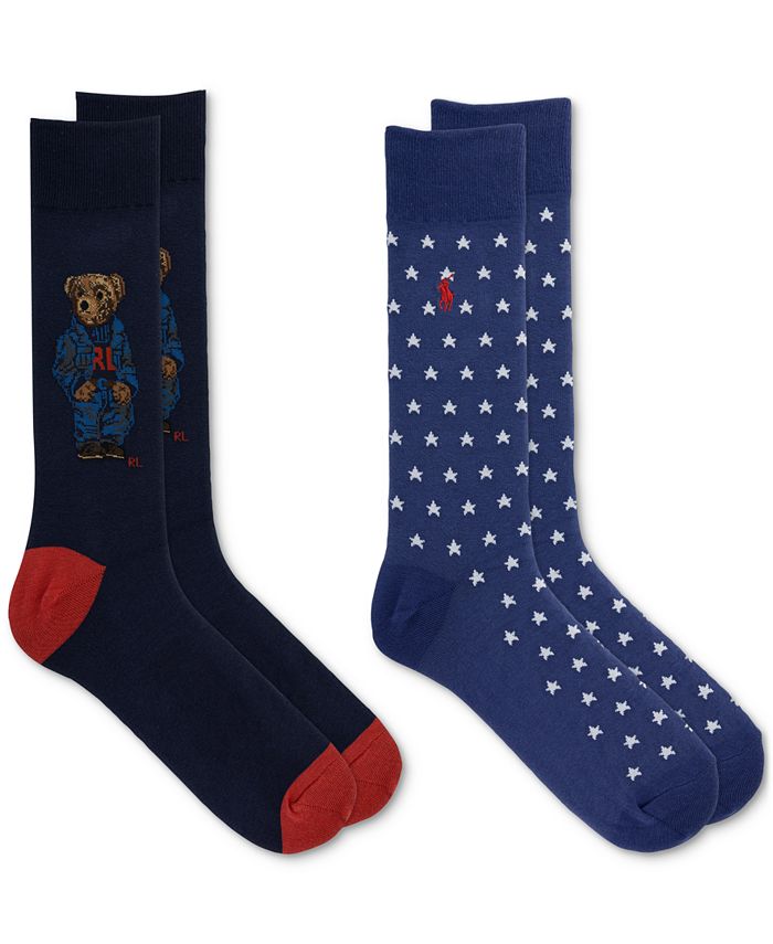 Polo Ralph Lauren Men's Denim Bear Slack Socks, 2-Pack - Macy's