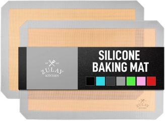Zulay Kitchen (2 Pack) Silicone Baking Mat Sheet Set - Reusable Baking ...
