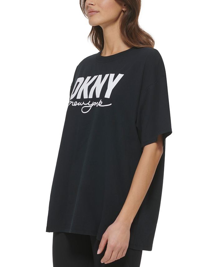DKNY Women's Cotton Relaxed-Fit Logo-Print T-Shirt & Reviews - Activewear - Women - Macy's