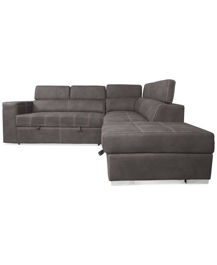 Furniture CLOSEOUT! Yarrin 122" 3-Pc. Fabric Sleeper Sectional Sofa ...