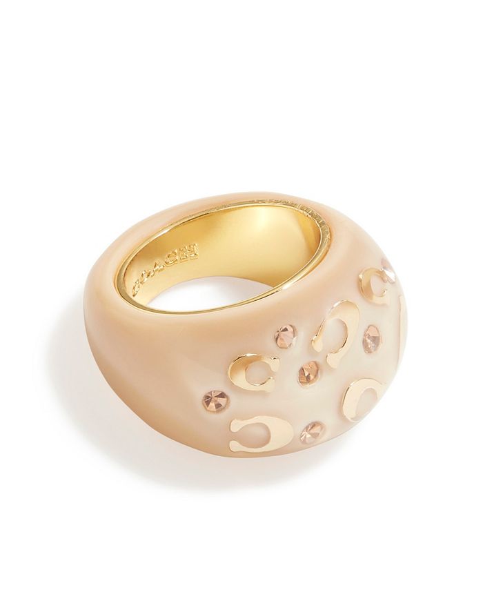 COACH Faux Stone Signature Cocktail Ring - Macy's