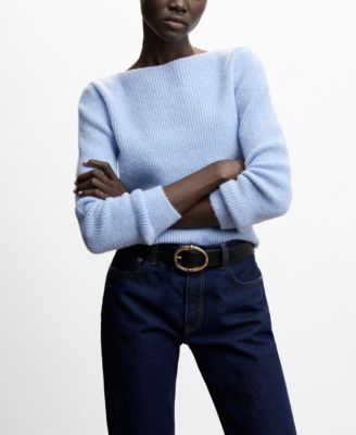 MANGO Women's Boat Neck Ribbed Sweater - Macy's