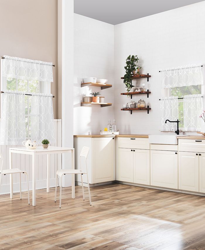 No. 918 Allerton Embroidered Trellis Rod Pocket Kitchen Single Curtain ...