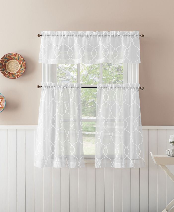 No. 918 Allerton Embroidered Trellis Rod Pocket Kitchen Single Curtain ...