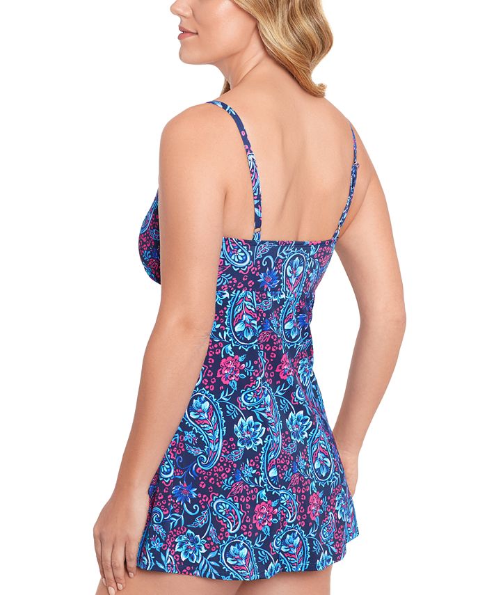 Swim Solutions Womens Tummy Control Empire Waist Swimdress Created