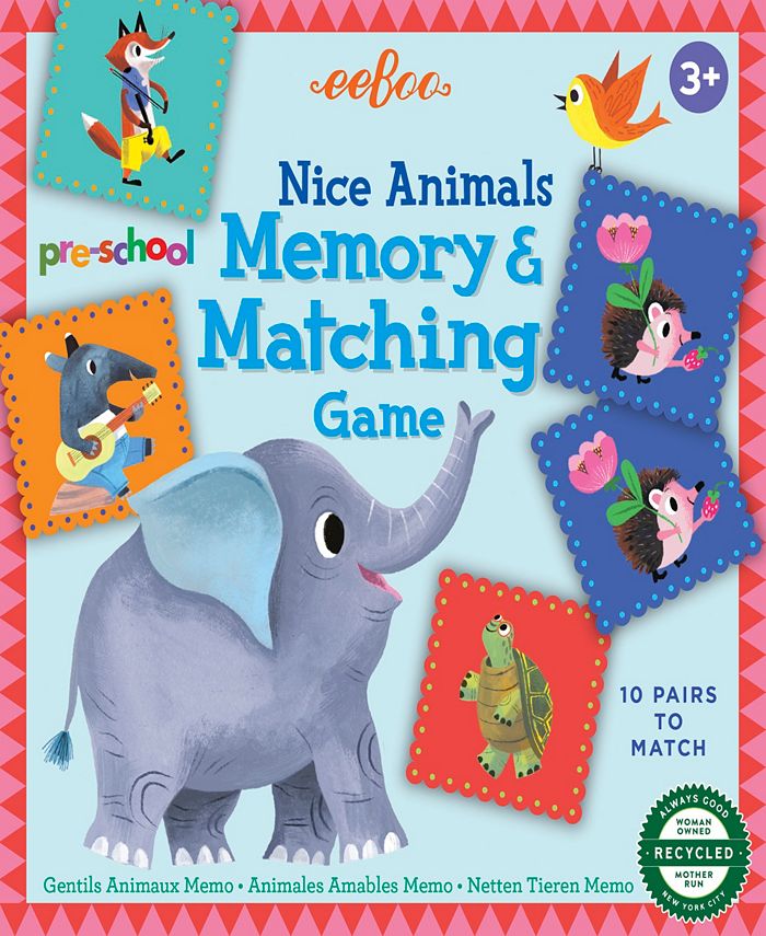 Eeboo Nice Animals Preschool Memory And Matching Game, Ages 3 and more ...