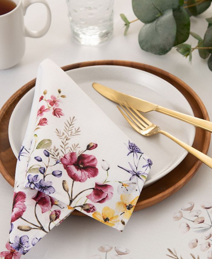 Elrene Poppy Wildflower Border Napkin Set of 4 - Macy's