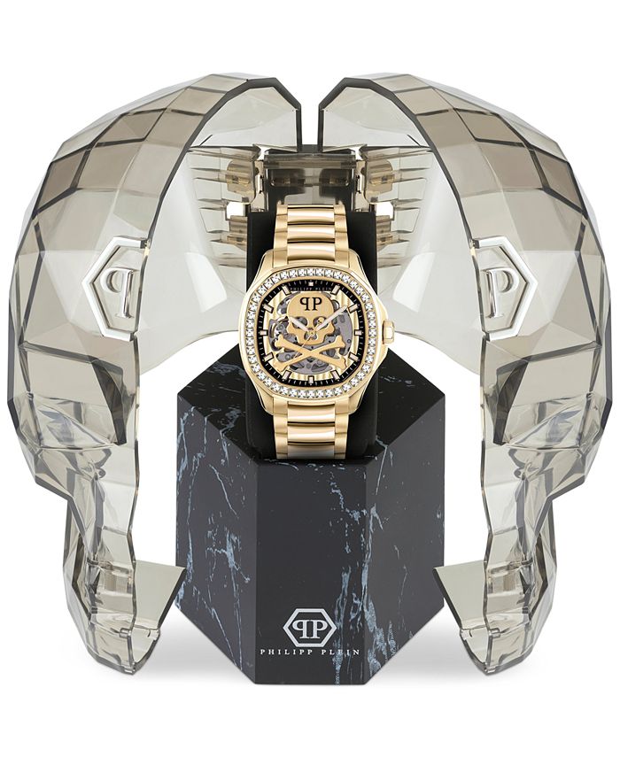 Philipp Plein Men's Automatic Skeleton Spectre Gold Ion-Plated Bracelet ...