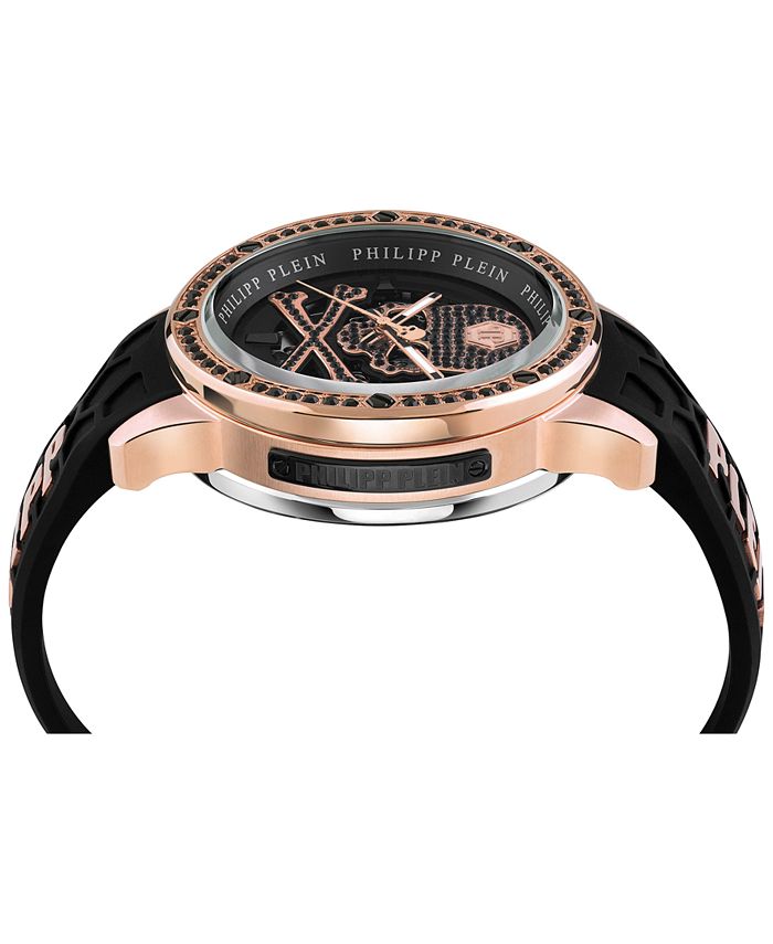 Philipp Plein Men's Automatic Plein Rich Black Silicone Strap Watch ...