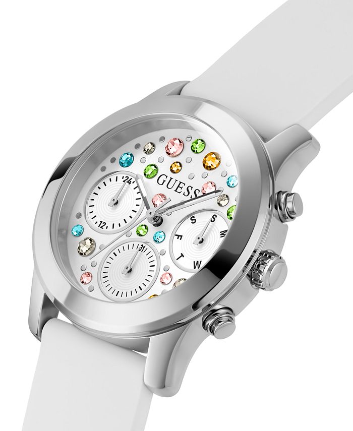 GUESS Women's Multifunction White Silicone Watch 38mm - Macy's