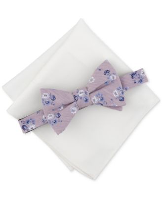 BAR III Men's Aston Floral Bow Tie & Pocket Square Set, Created for ...