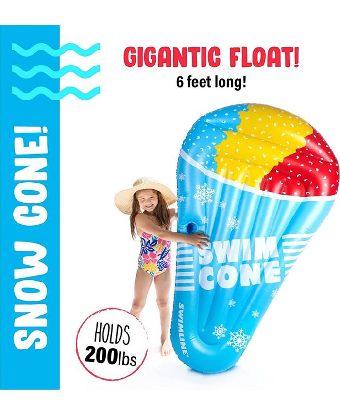 Hoovy Giant Snow Cone Inflatable Pool Float, 72”x40”x10” Pool Float ...