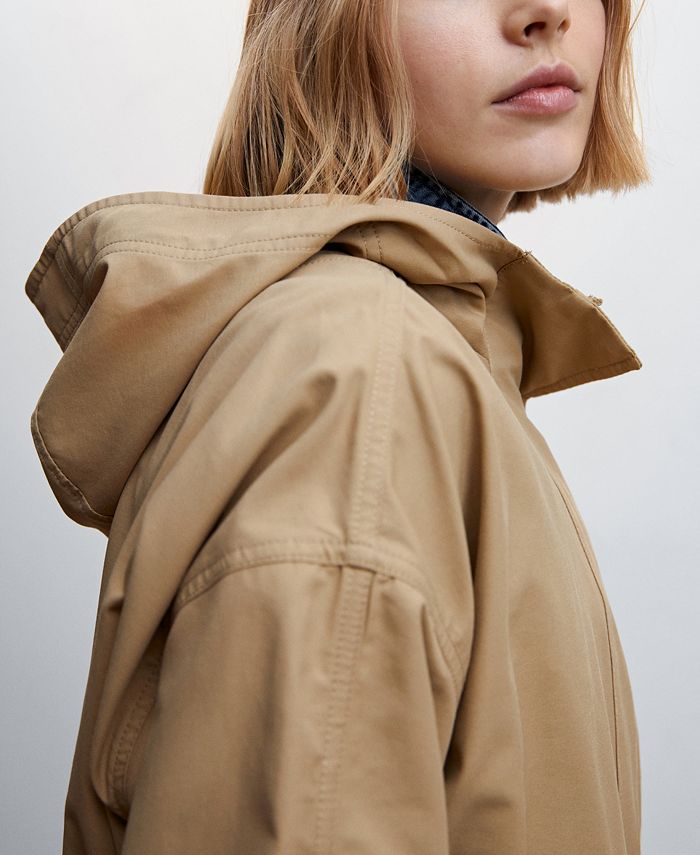 MANGO Women's Pocket Hooded Parka - Macy's