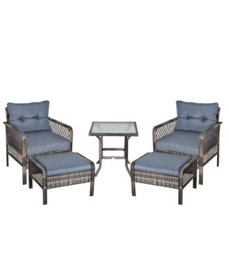 Outsunny 5pc PE Wicker Balcony Furniture Set w/ Ottomans, Steel, - Macy's