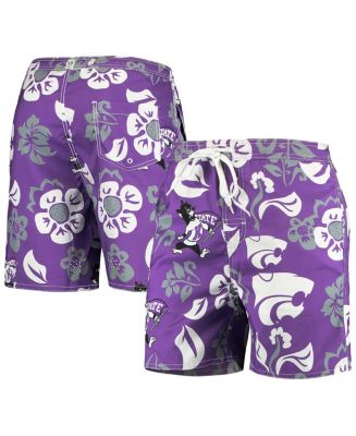 Men's Wes & Willy Purple Kansas State Wildcats Floral Volley Logo Swim ...